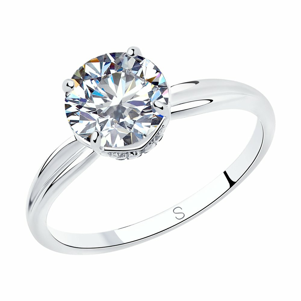 Кольцо помолвочное, серебро, 925 проба, родирование, фианит