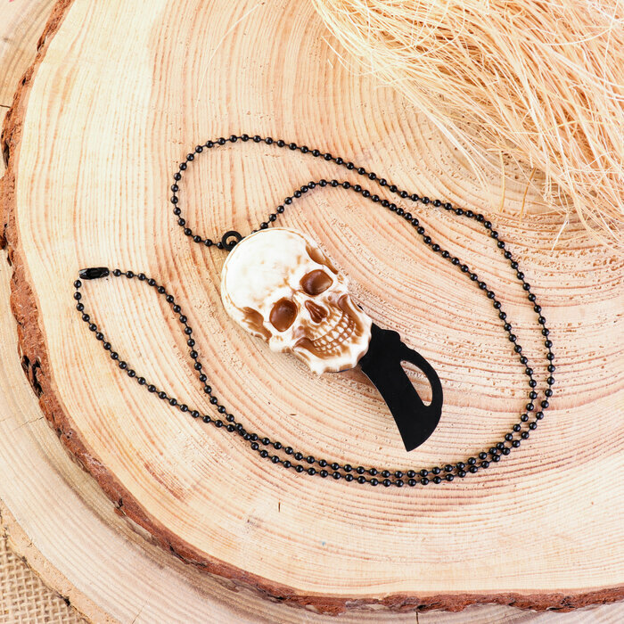 Нож-брелок складной перочинный «Череп», 7.8 см, клинок 29 мм/1.5 мм, на цепочке