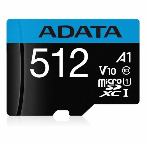 Карта памяти microSDXC UHS-I A-Data Premier Pro 512 ГБ, 100 МБ/с, 1X, Class 10, AUSDX512GUICL10A1-RA1, переходник SD