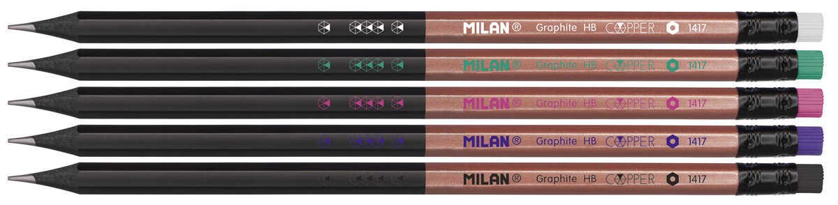 Milan карандаш чернографитный с ластиком Copper series заточенный HB 71421724-WW49 1 шт
