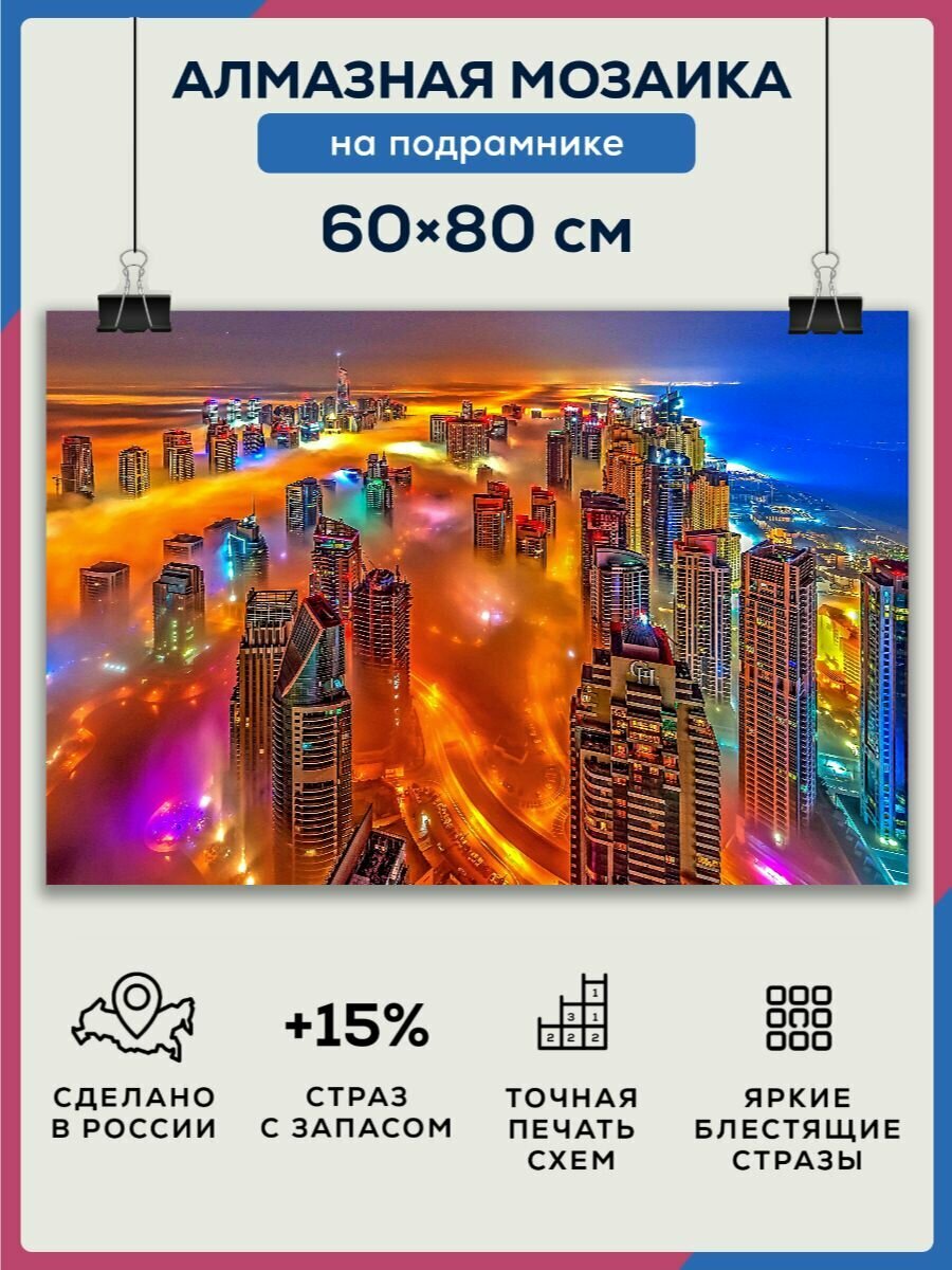 Алмазная мозаика 60x80 Ночной город на подрамнике
