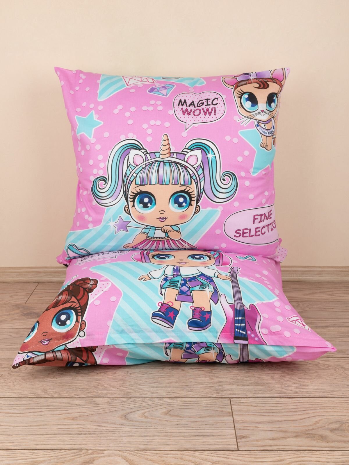 Наволочки детские 70х70 детские на молнии 2 штуки, хлопок 100%, интетекс