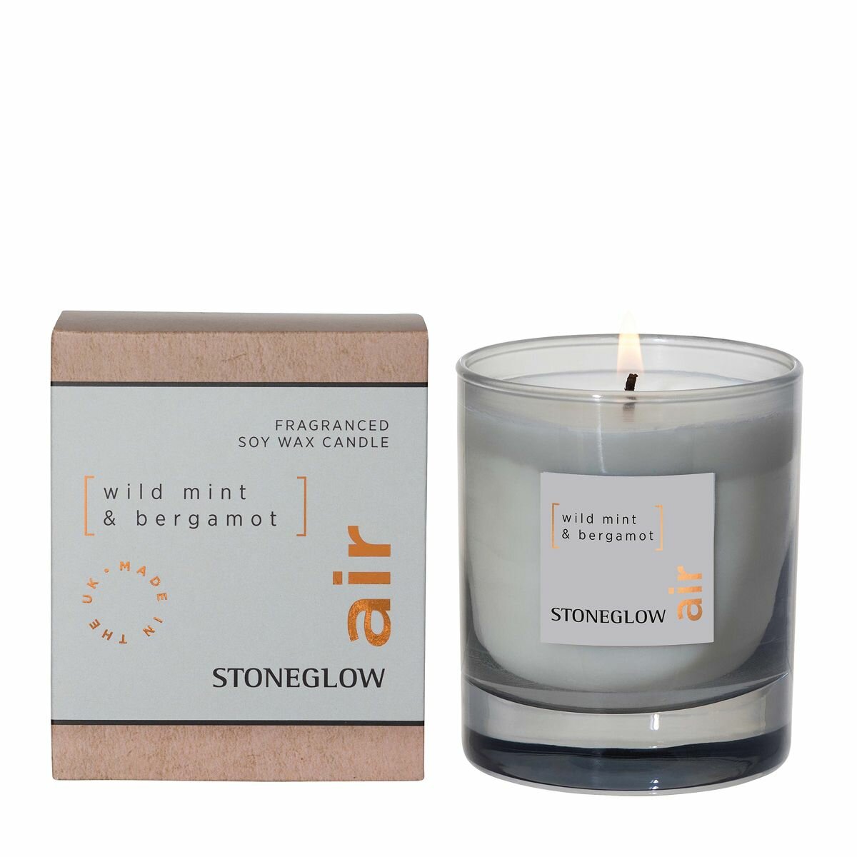 Дикая мята И бергамот - WILD MINT & BERGAMOT - ароматическая свеча в стакане от STONEGLOW