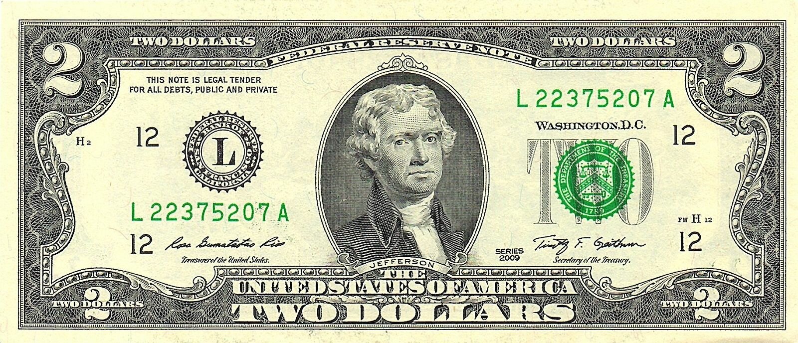 2 доллара США 2009 года 5207