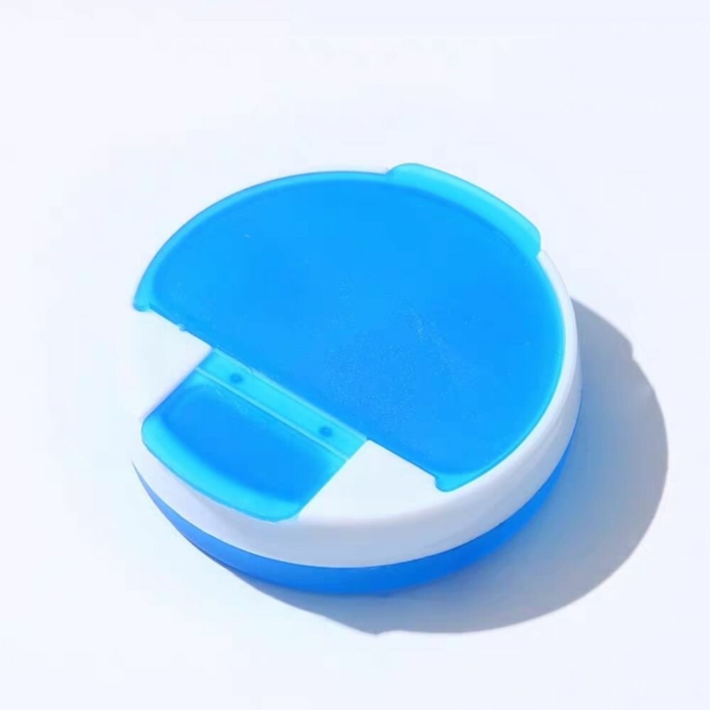 Таблетница мини круглая, голубая