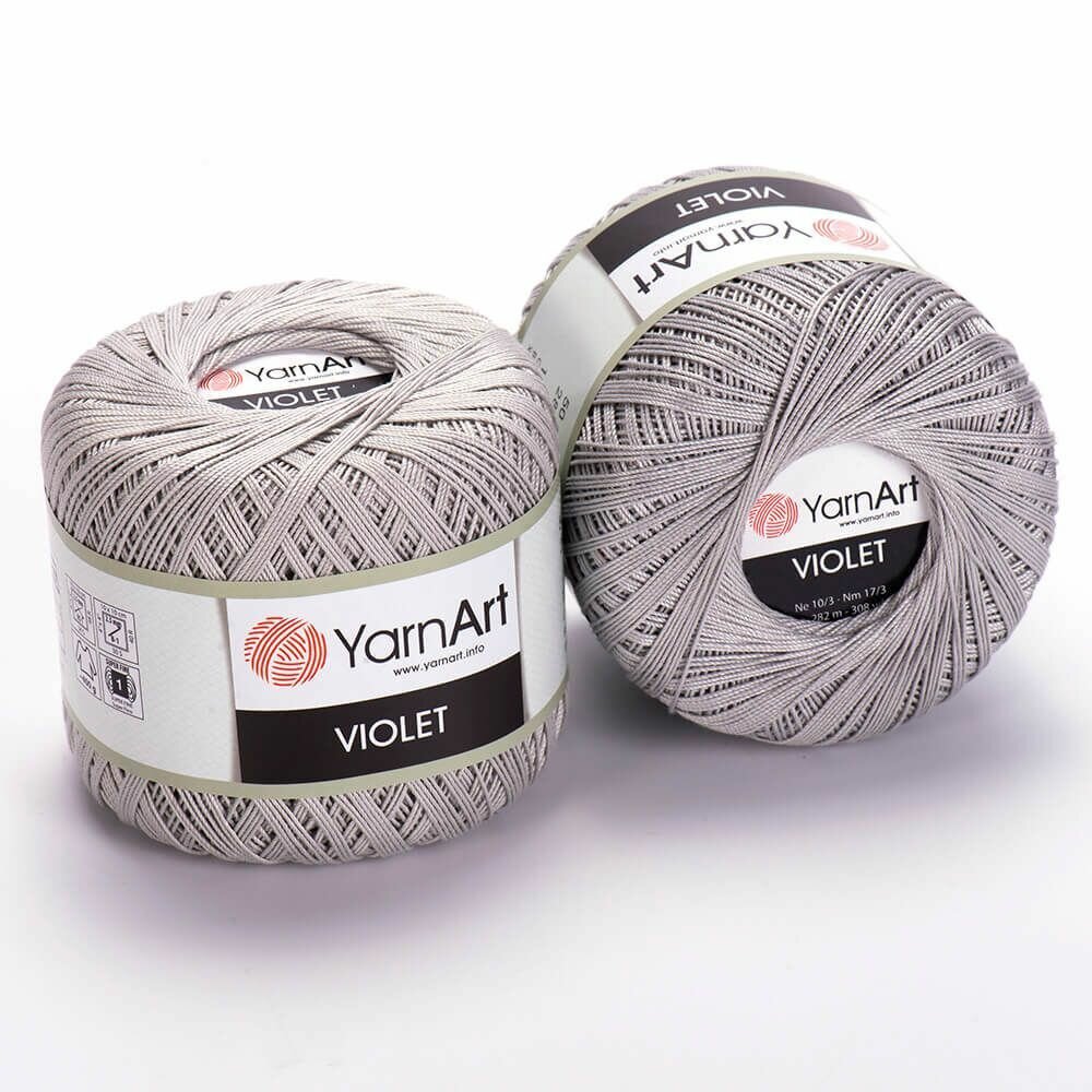 Пряжа Виолет (Violet Yarnart) упаковка 6 мотков 50 г. 282 м.100% мерсеризованный хлопок цвет 4920 светло-серый