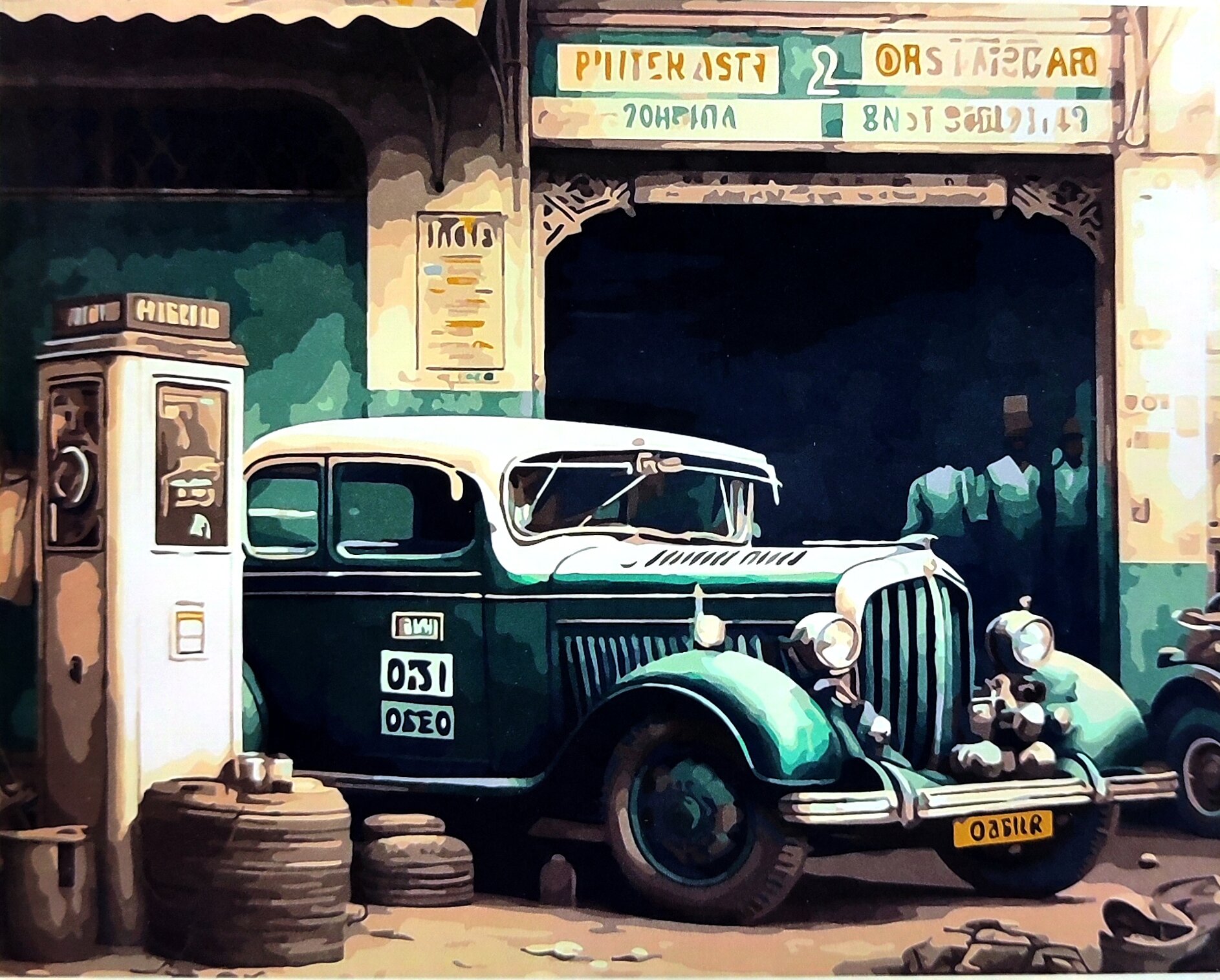 Картина по номерам 40х50 Paintboy красная ретро машина, черно-белая, поп-арт, мерседес, тачка, скорость, дорога. пейзаж