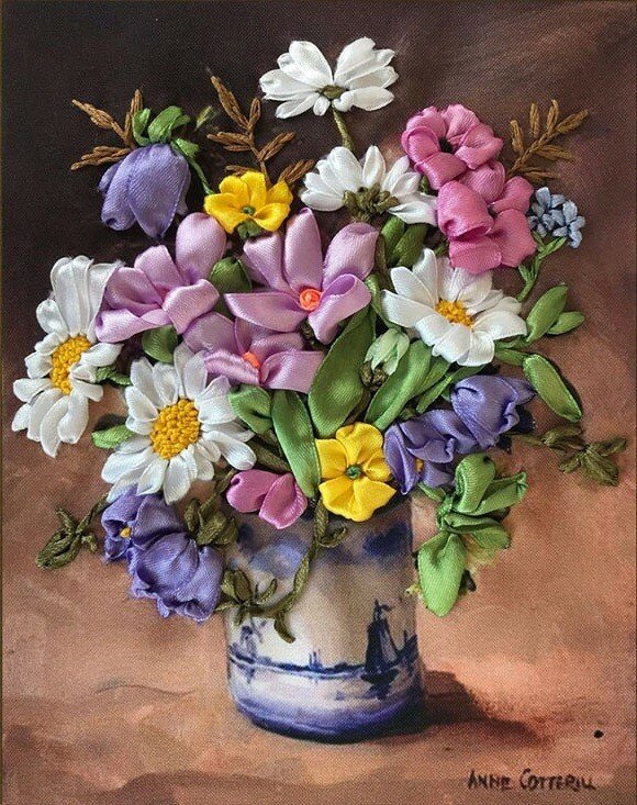 Набор для вышивания FeDi #ЛП2209 Придорожный букет, Вышивка лентами, 16 х 20 см