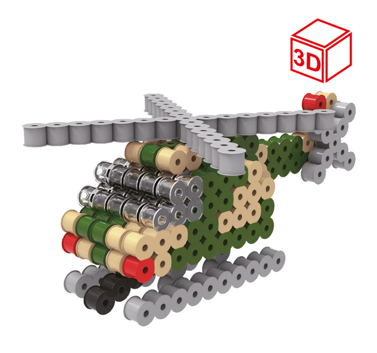 Hobbius TLS-02-XE52 Термомозаика №09 Вертолет 3Dсборка пазла для внимания и моторики