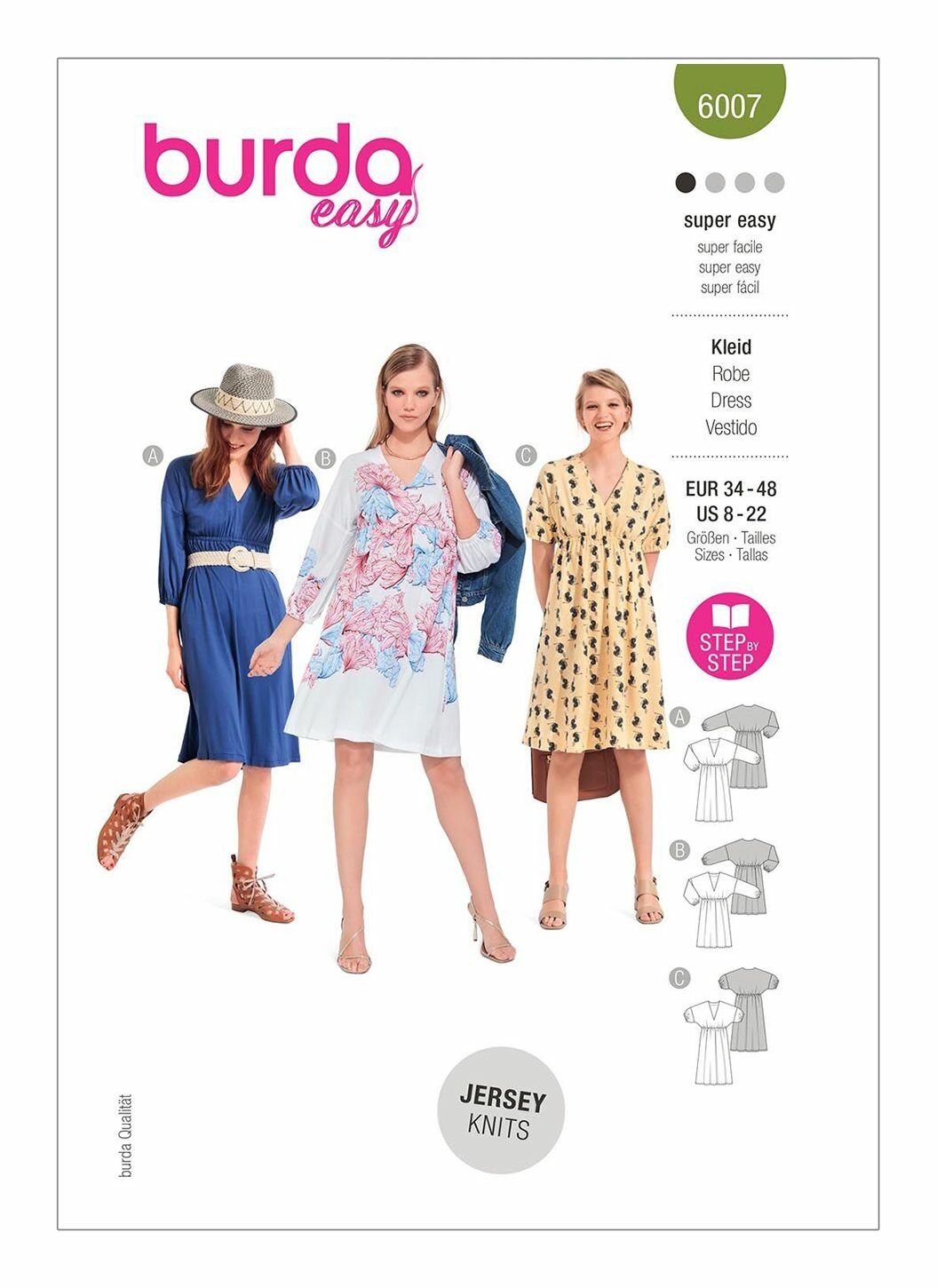 Выкройка BURDA №6007 Платье с V-вырезом