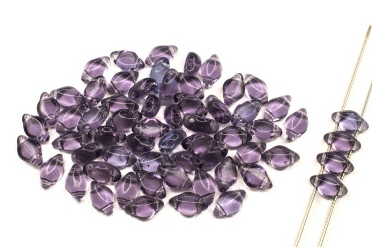 Бусины GemDuo 8х5мм, отверстие 0,8мм, цвет 20500 танзанит прозрачный, 709-025, 10г (около 64шт)