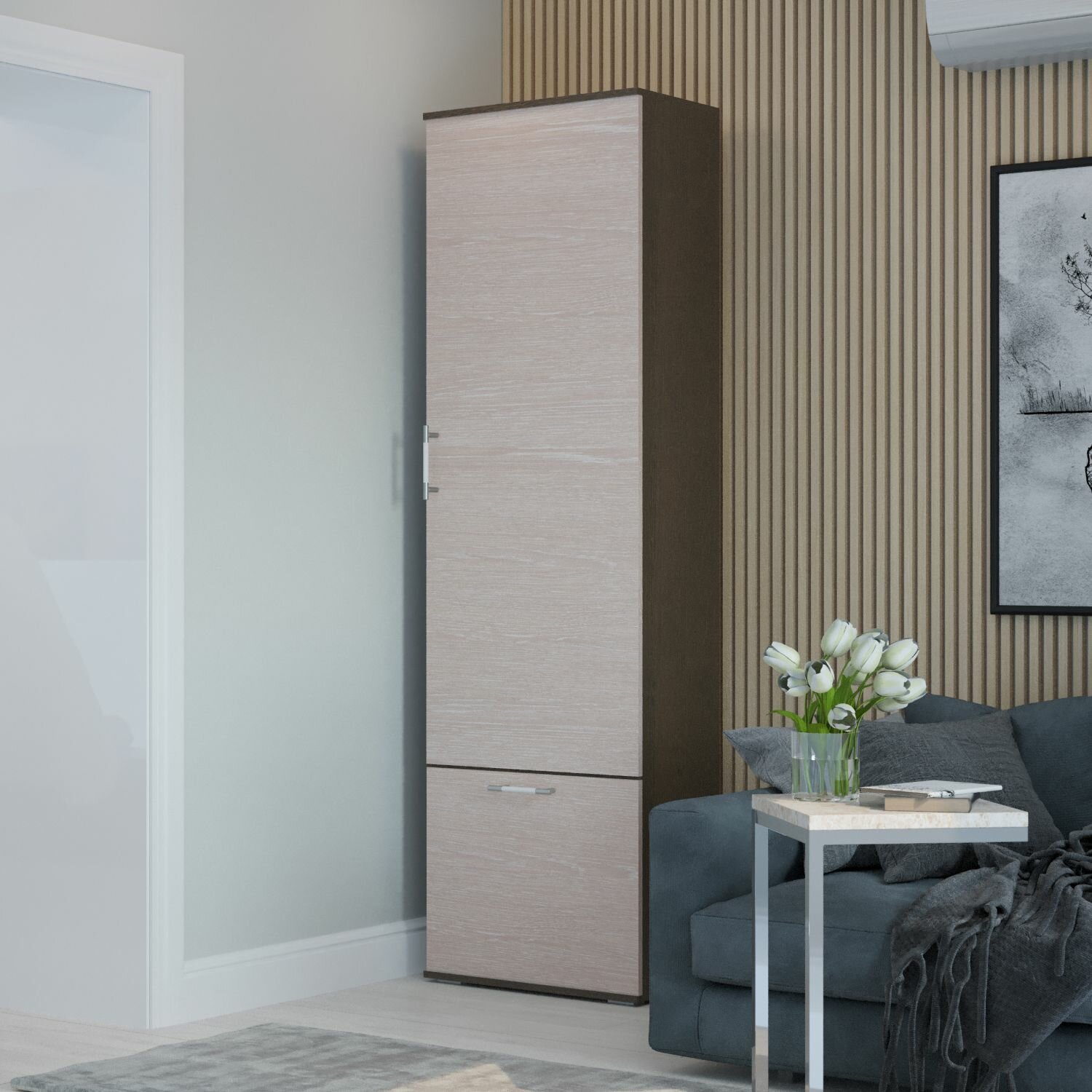 Шкаф "Ника" ВМ-Мебель, 2 двери, ЛДСП, цвет дуб молочный-венге