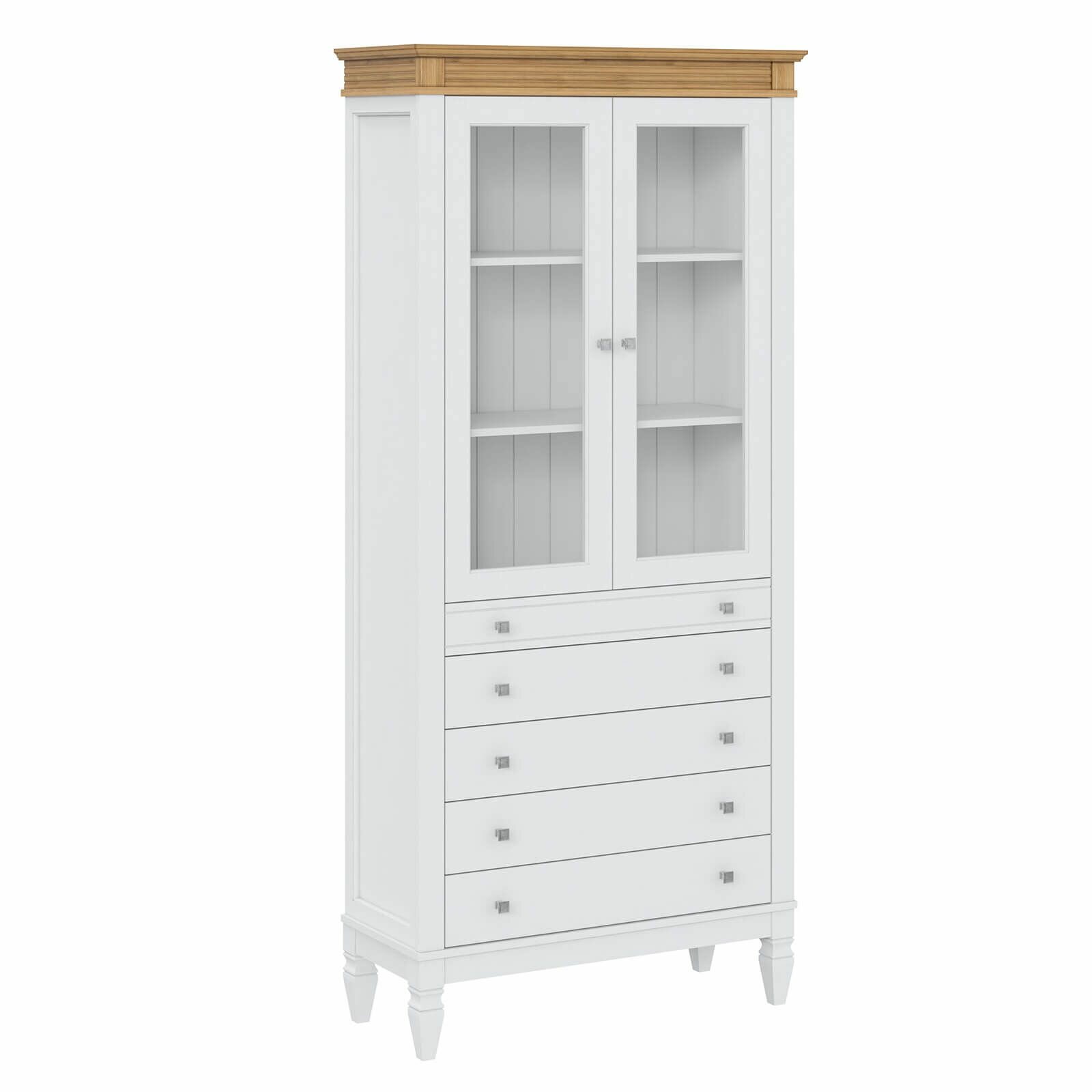 Стеллаж Кабинет Ольса 202/014 (белый лак+антик №24) из массива сосны