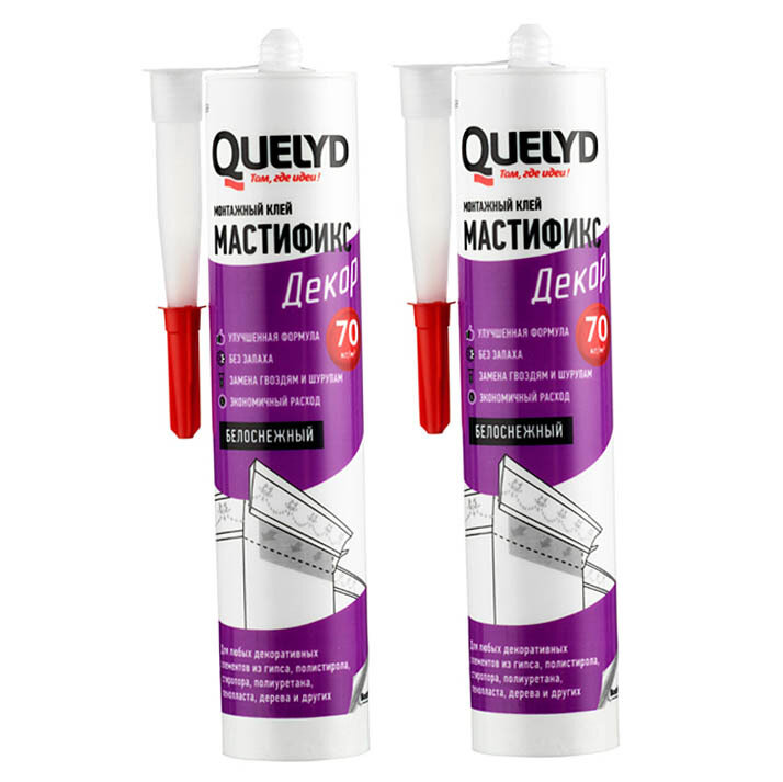 Клей монтажный акриловый Quelyd Мастификс Декор белый 280 мл (2 шт.)