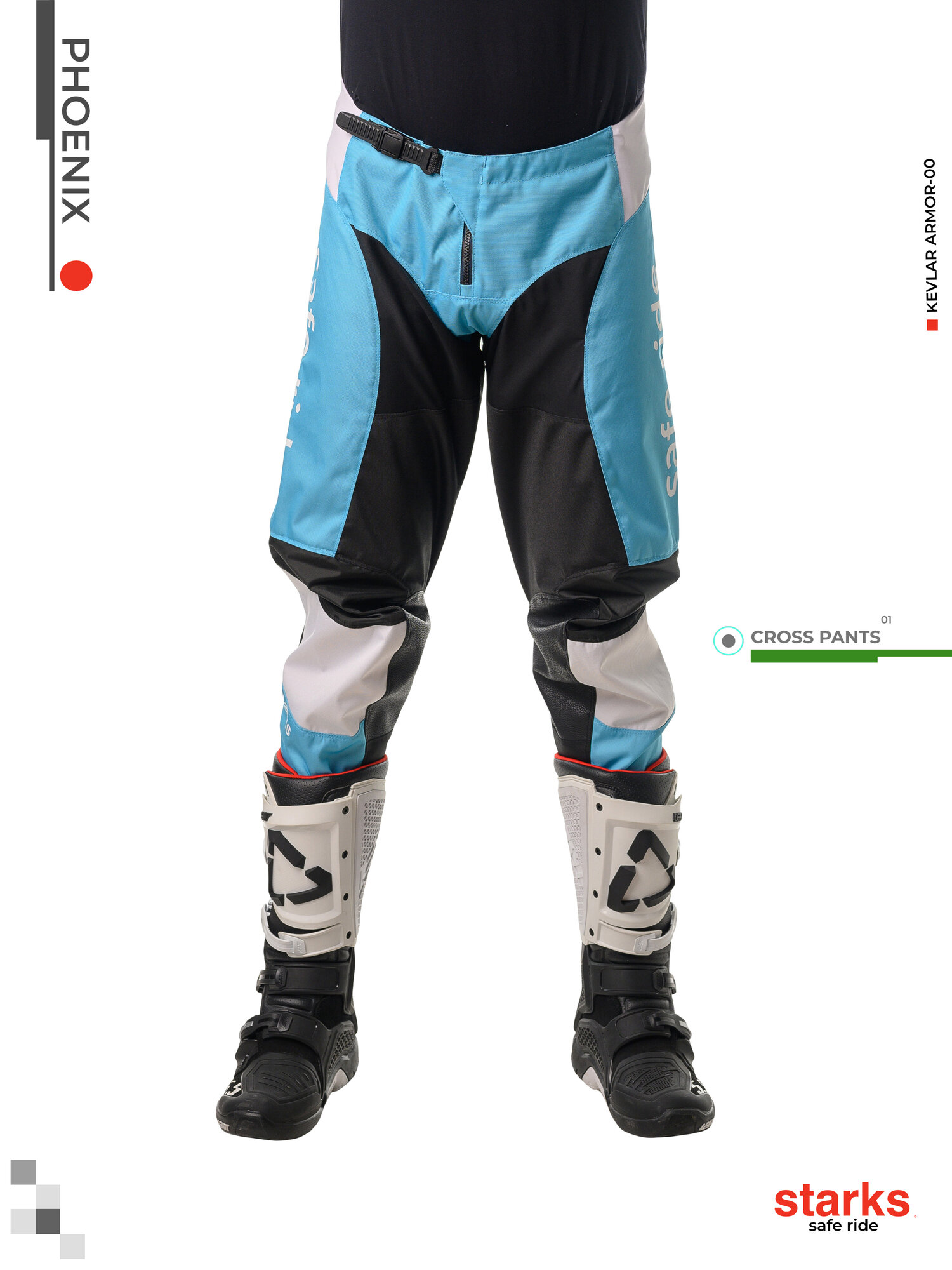 Штаны для мотокросса STARKS PHOENIX, голубой черный, размер 30