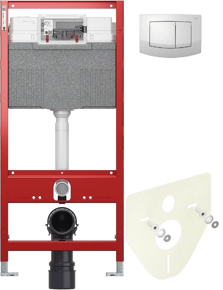 Инсталляция для унитаза Tece TECEambia 9300302 + 9200010 + 9380014 + 9240200 с кнопкой смыва, белый