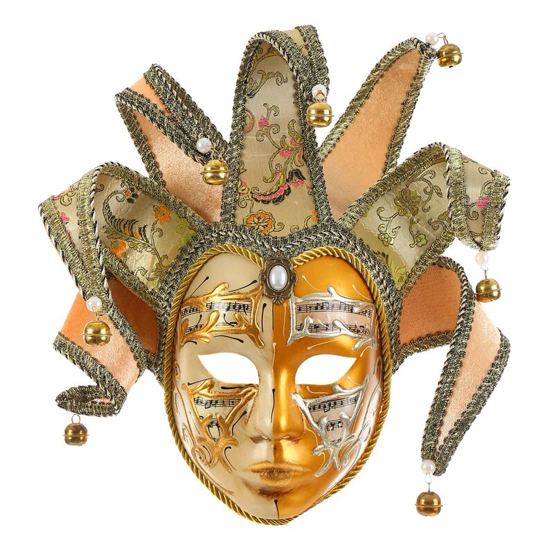 Venetian Jester Joker Mask Golden