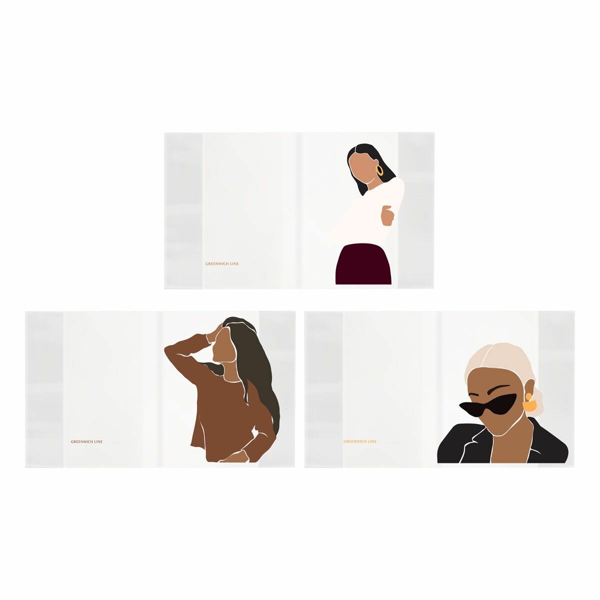 5 шт. Набор обложек (3шт.) 210*350 для дневников и тетрадей в мягком переплете, Greenwich Line, ПВХ 180мкм, "Girls"