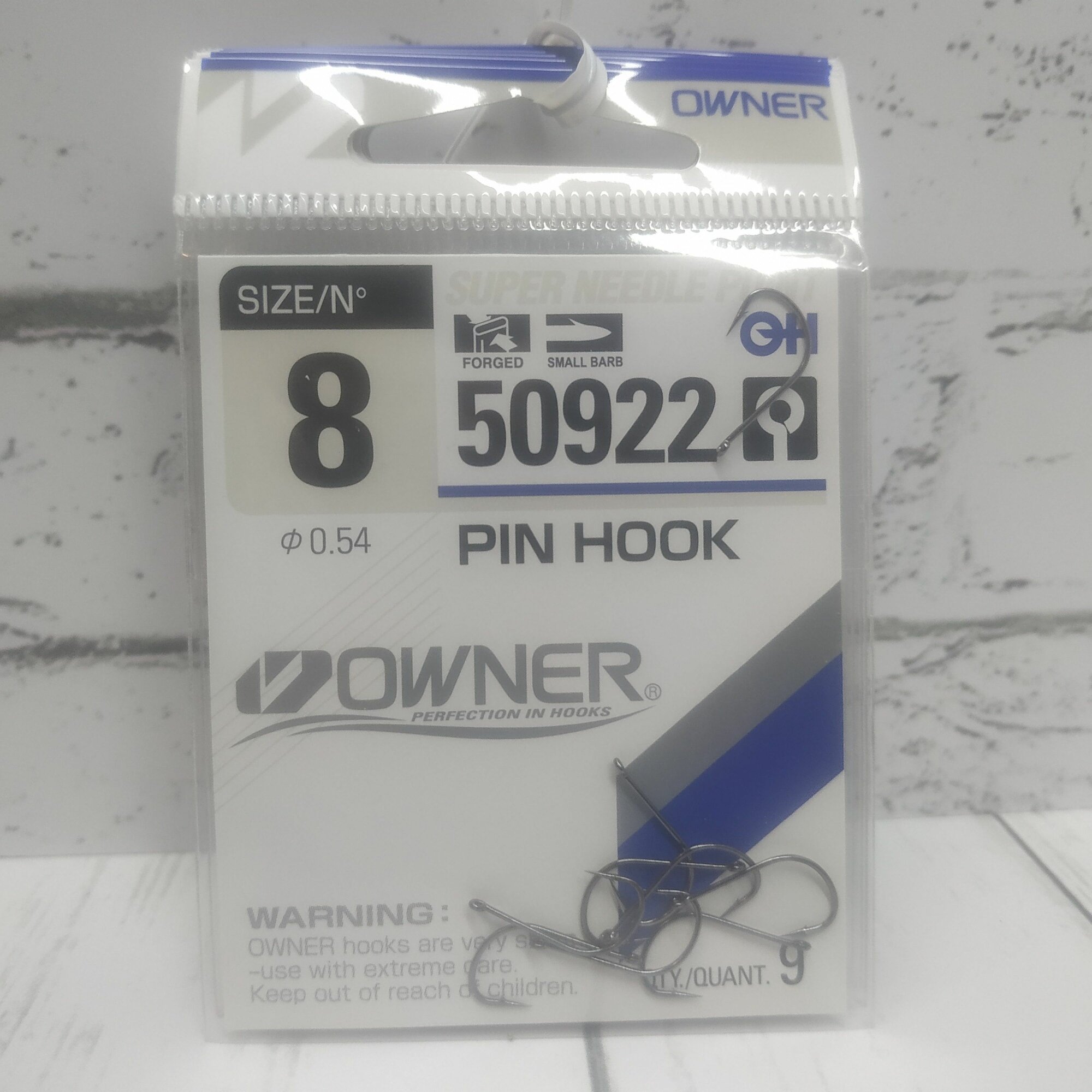 Крючки OWNER PIN HOOK 50922 №8-9шт-5уп (45шт) ORIGINАL. Овнер Крючок. Одинарные для рыбалки.
