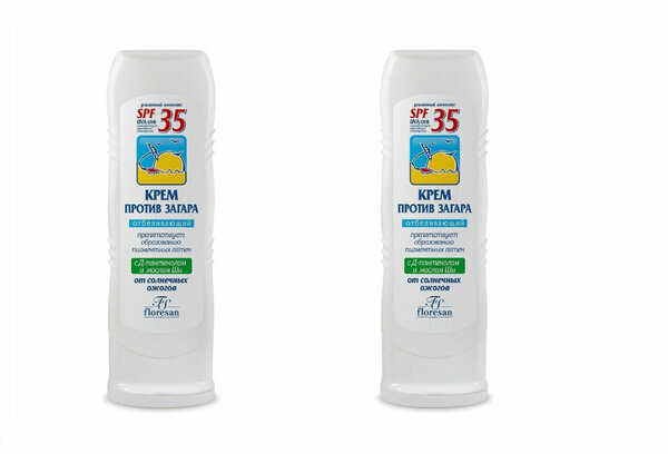 Крем против загара Floresan Защита от солнца, отбеливающий, SPF 35, 125 мл, 2 шт.