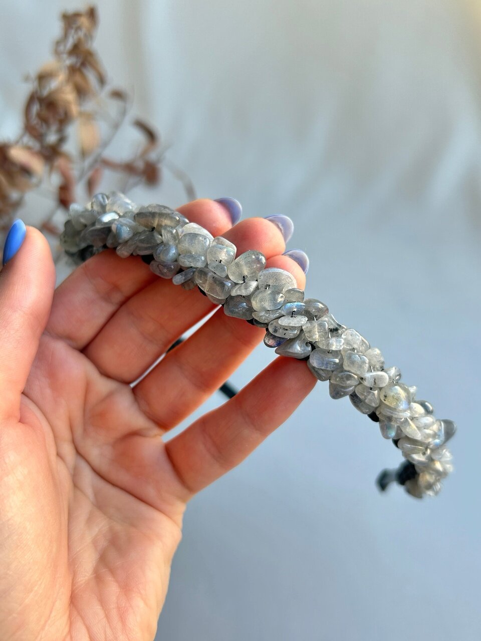 Ободок ручной работы из натуральных камней Лабрадорит