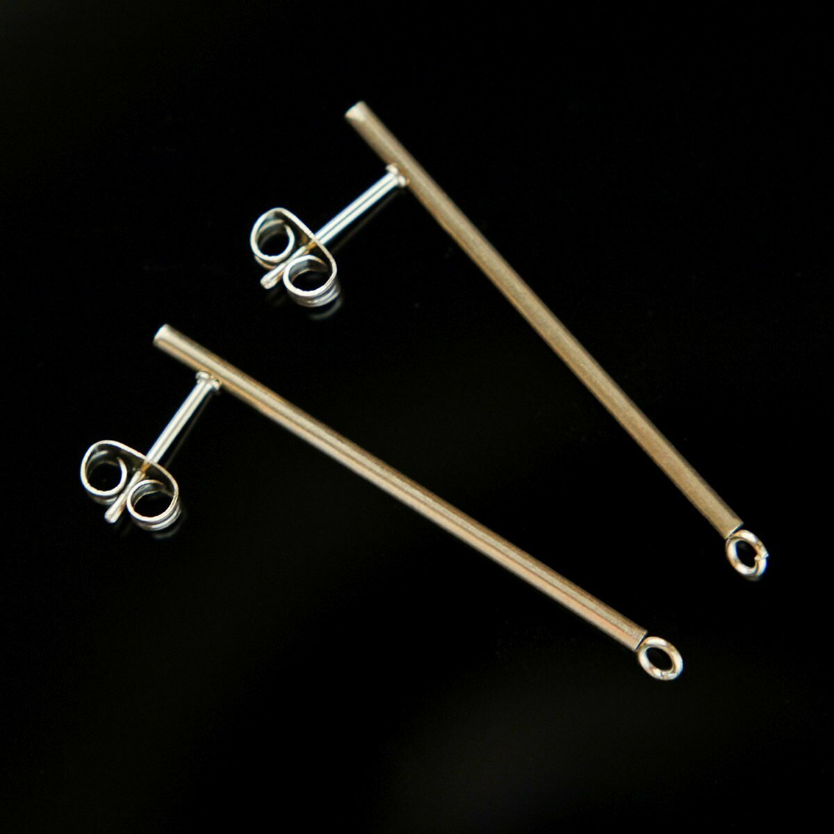 Гипоаллергенные Пуссеты из нержавеющей стали 2 пары / основы для серег гвоздиков / пусеты, цвет золото матовое, 38x3 мм