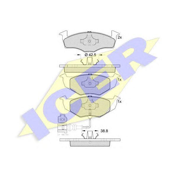 Колодки тормозные к-т для автомобиля Volkswagen Skoda, ICER 181590 (1 шт.)