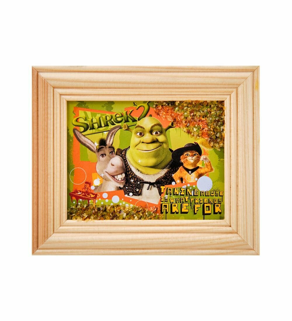 Картина 'Шрек (с янтарной крошкой) дер. рамка 7х9