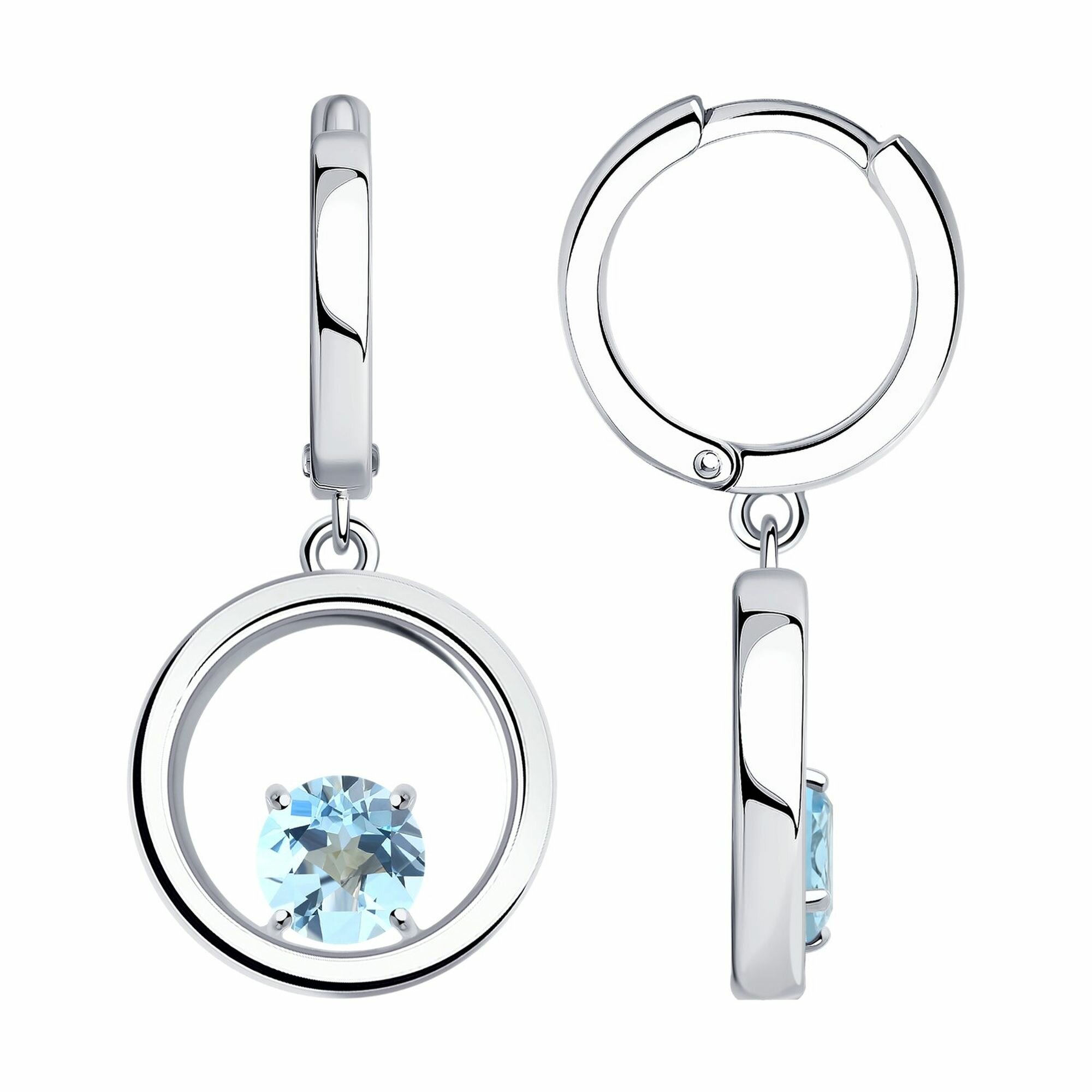 Серьги, серебро, 925 проба, родирование, топаз