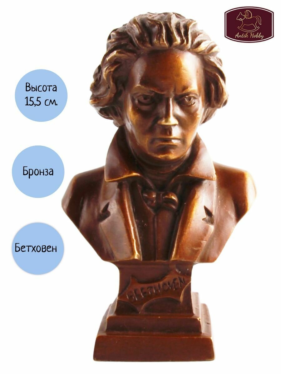 Бюст "Композитор Людвиг ван Бетховен". Бронза, прочеканка. Вторая половина XX века. /пианист /дирижер