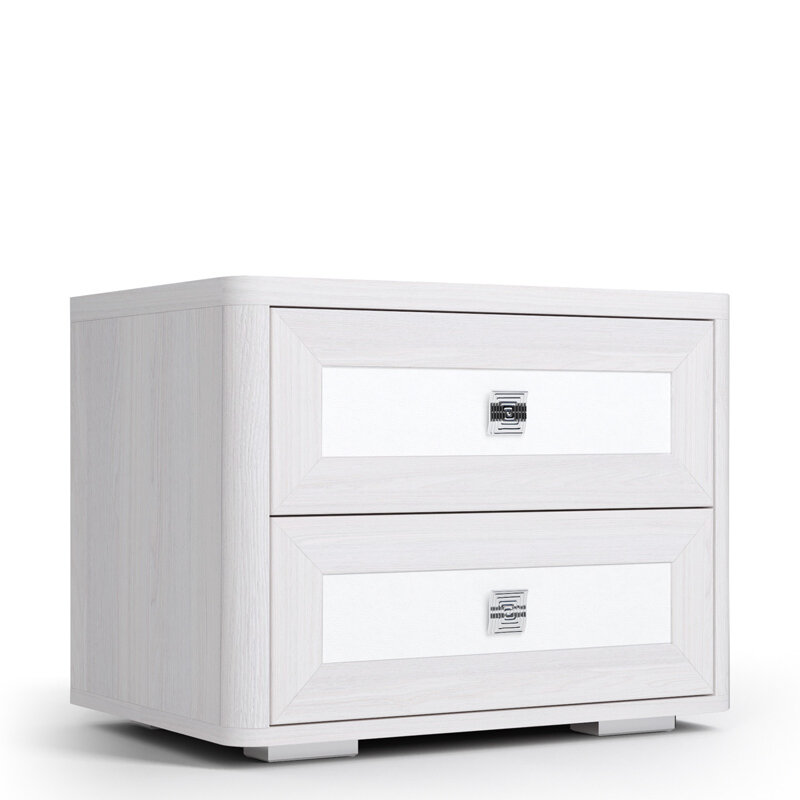 Парма НЕО тумба прикроватная Ясень анкор светлый, экокожа polo белая (Кураж)