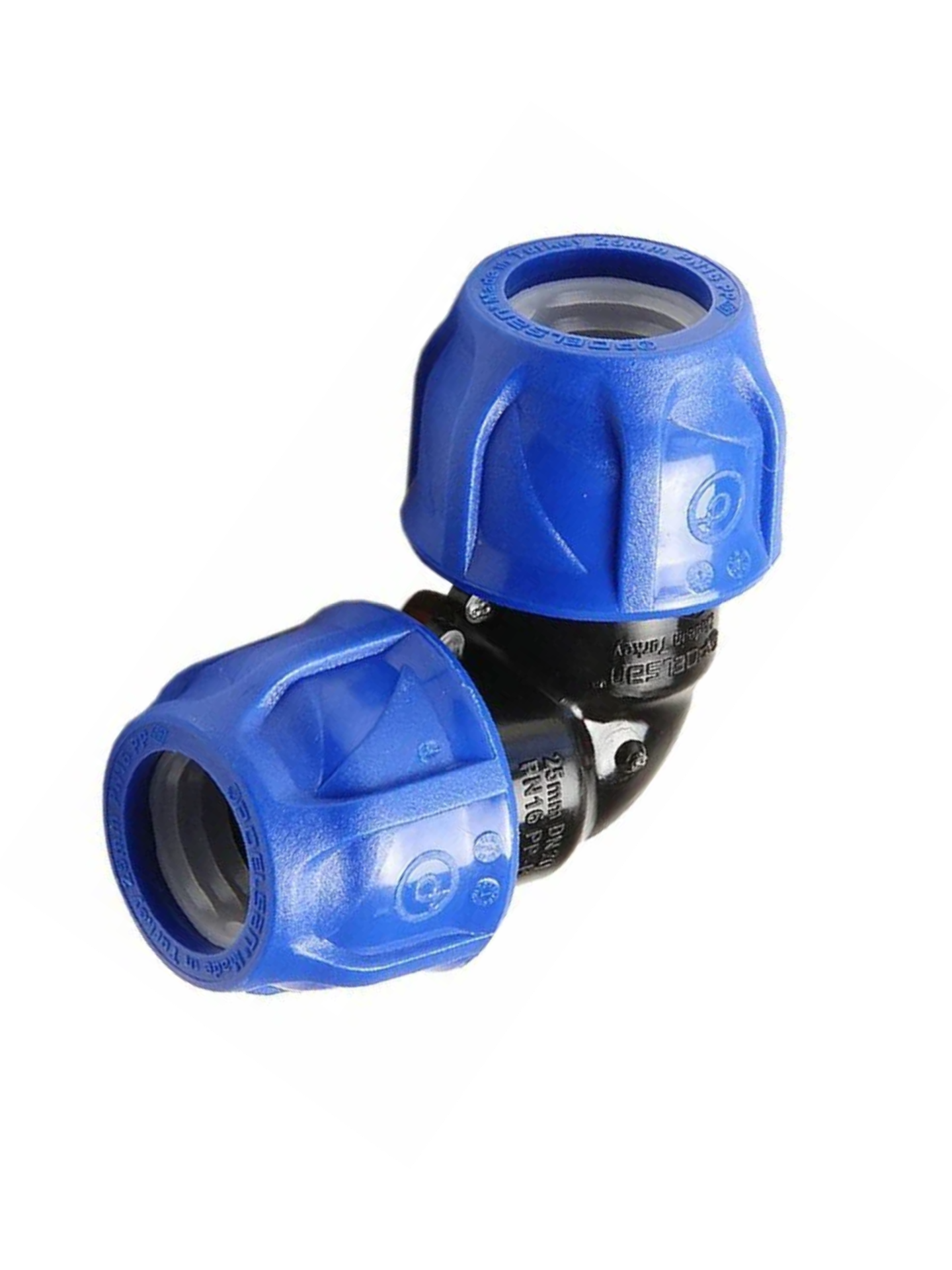 Угольник ПЭ разъемн. D 25, обжимной для полиэтиленовых труб, 1шт.