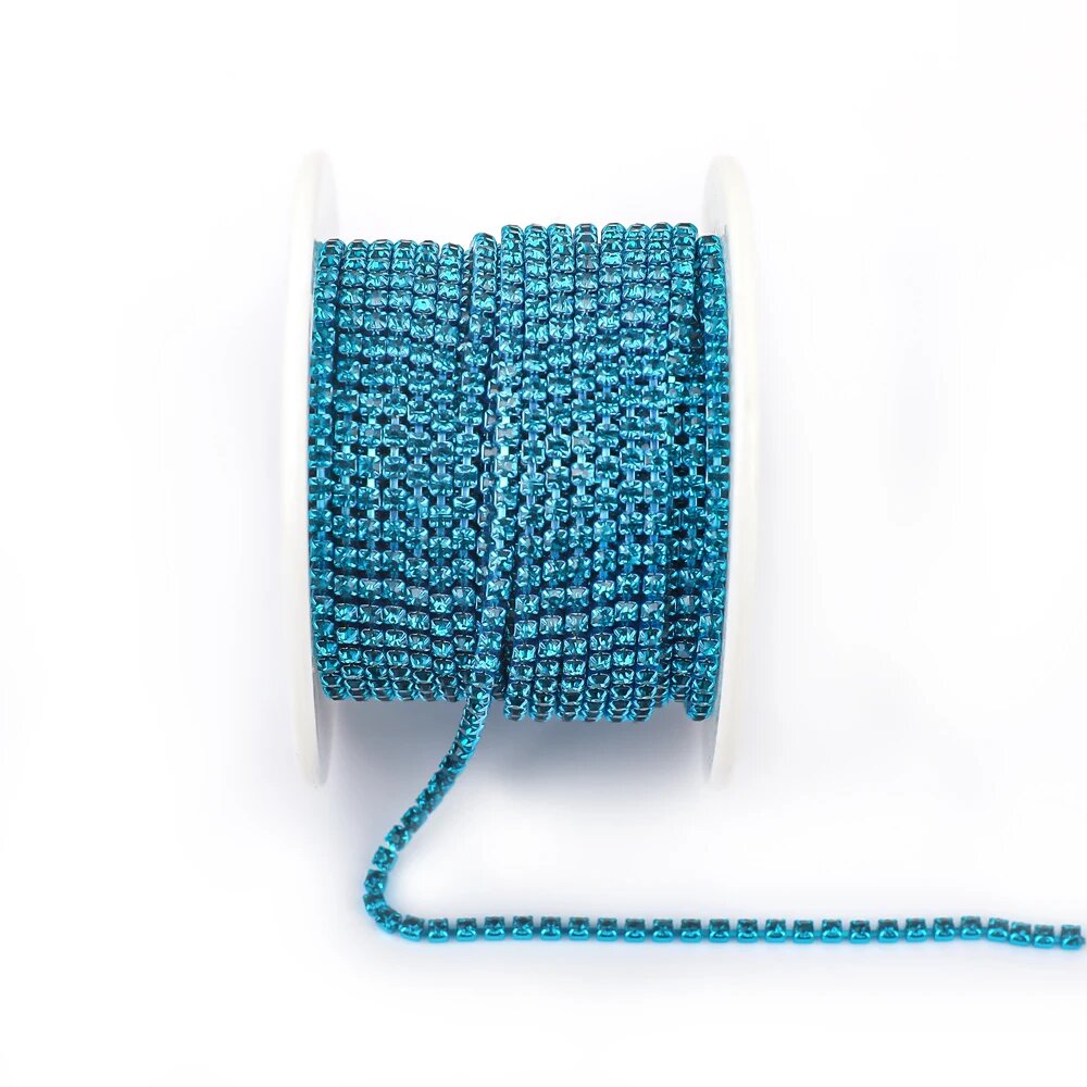 Стразы стеклянные SS6 2 мм, розовый/зеленый/синий опал, для Бирюзовый, SS6(2mm)-1yard, Capril Blue