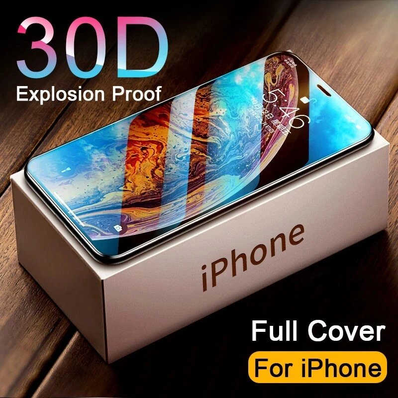 Защитное стекло 30D для iPhone XR, White