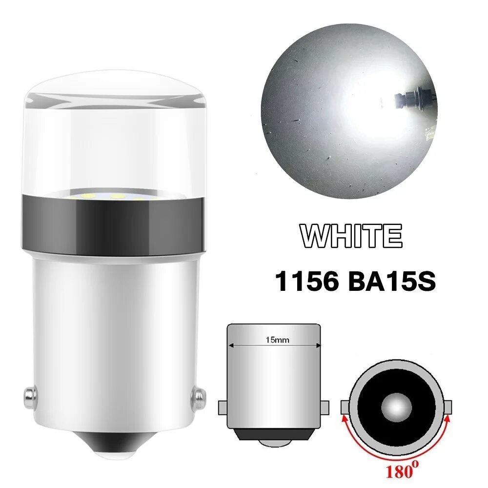 2 шт, Автомобильные светодиодные лампы для задних фонарей, указателей поворота, 1156 BA15S White