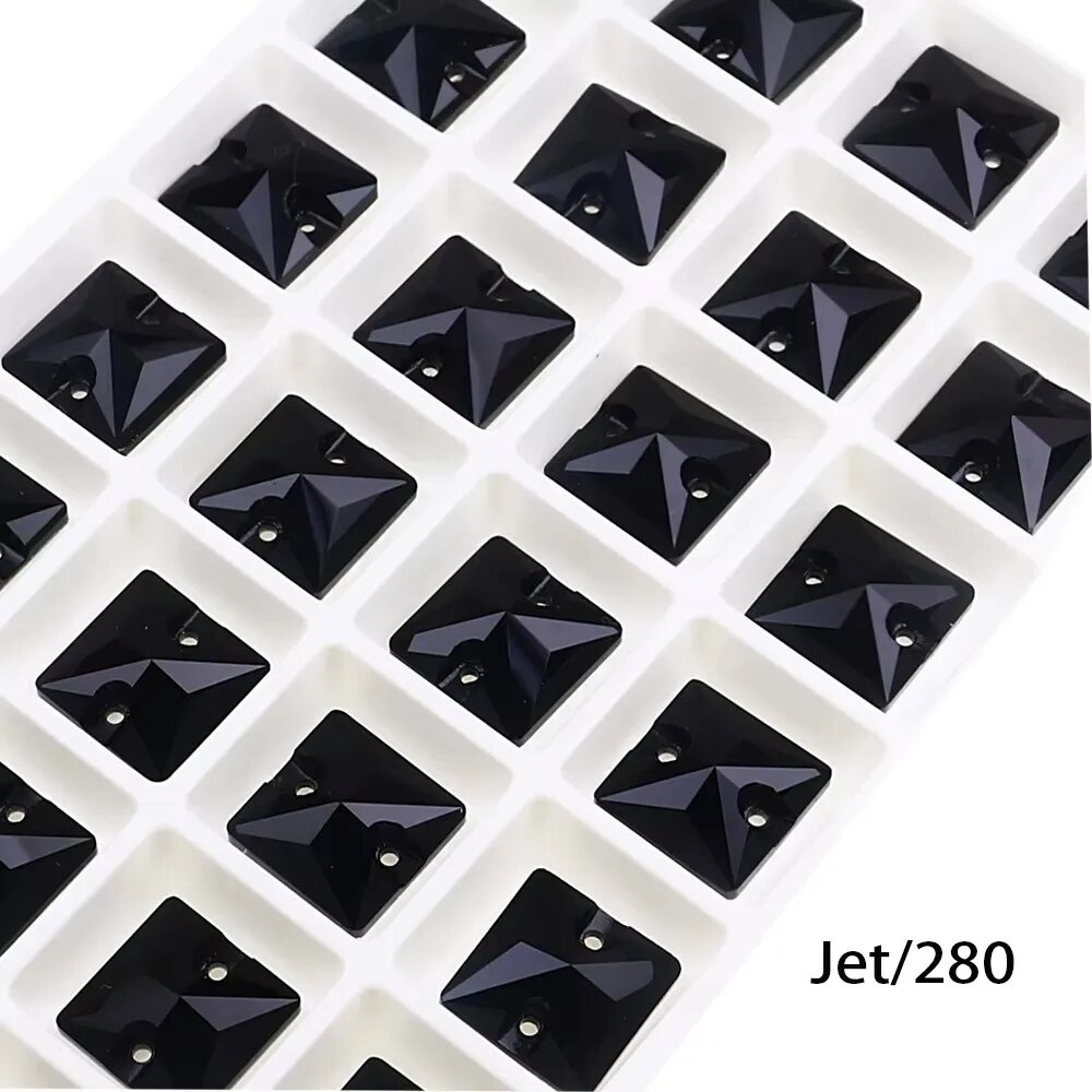 Стразы квадратные черные 14mm Jet/280