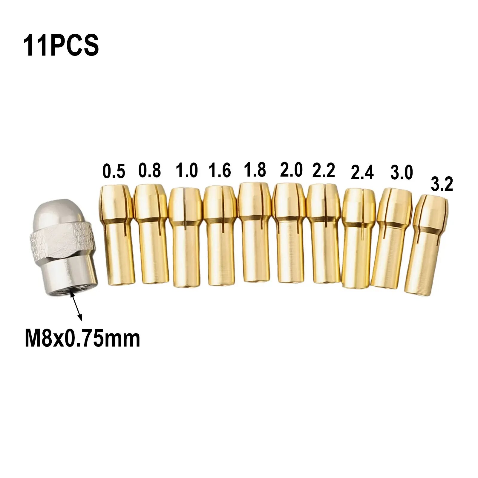Набор цанговых патронов из латуни Dremel 11 шт.