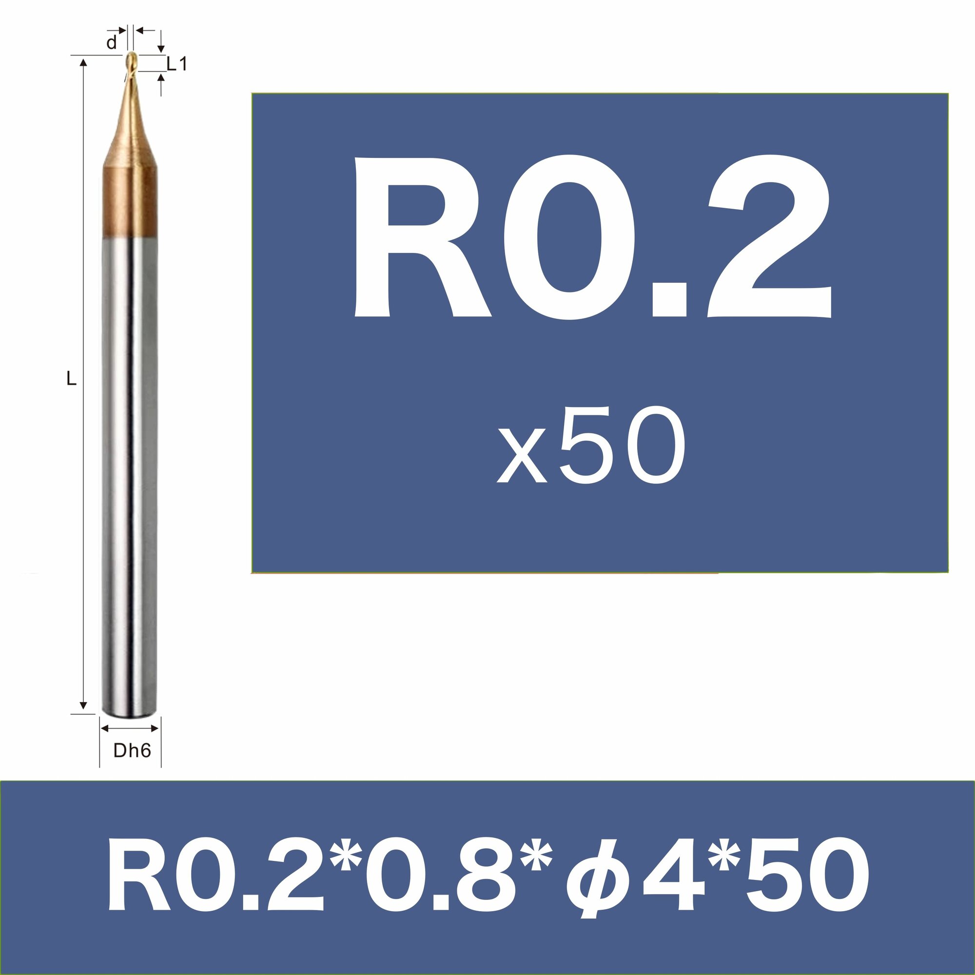 Микрофреза концевая по металлу сферическая, твердосплавная