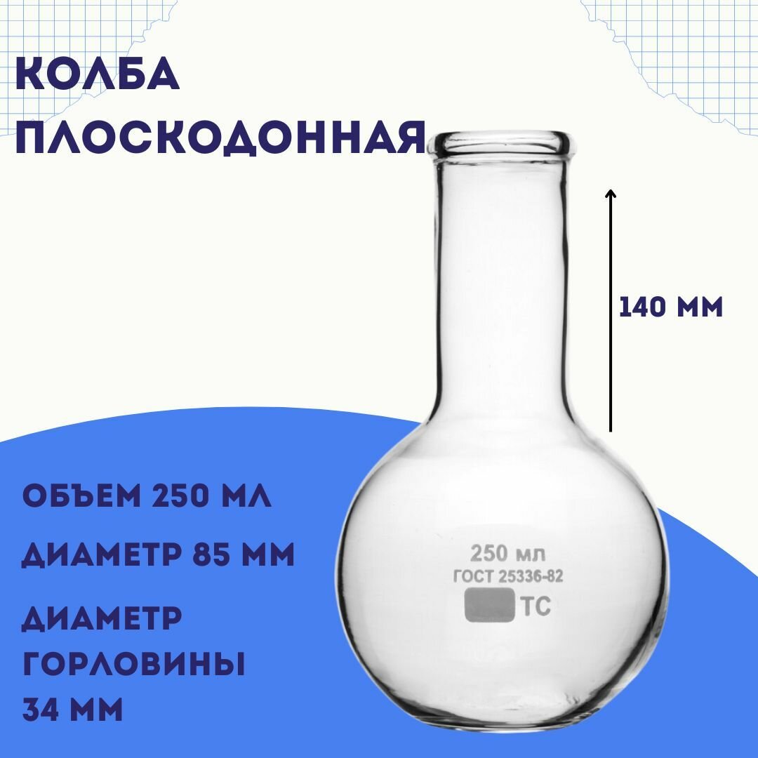 Колба плоскодонная П-2-250-34 объем 250 мл