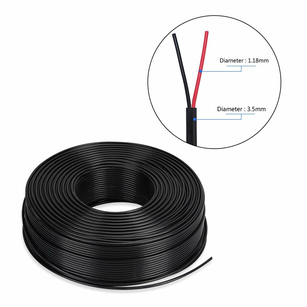 (10 метров) 2-жильный шнур питания постоянного тока в оболочке-22 AWG