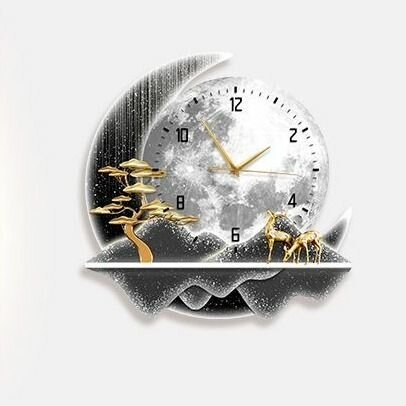 Светящиеся настенные часы в форме луны