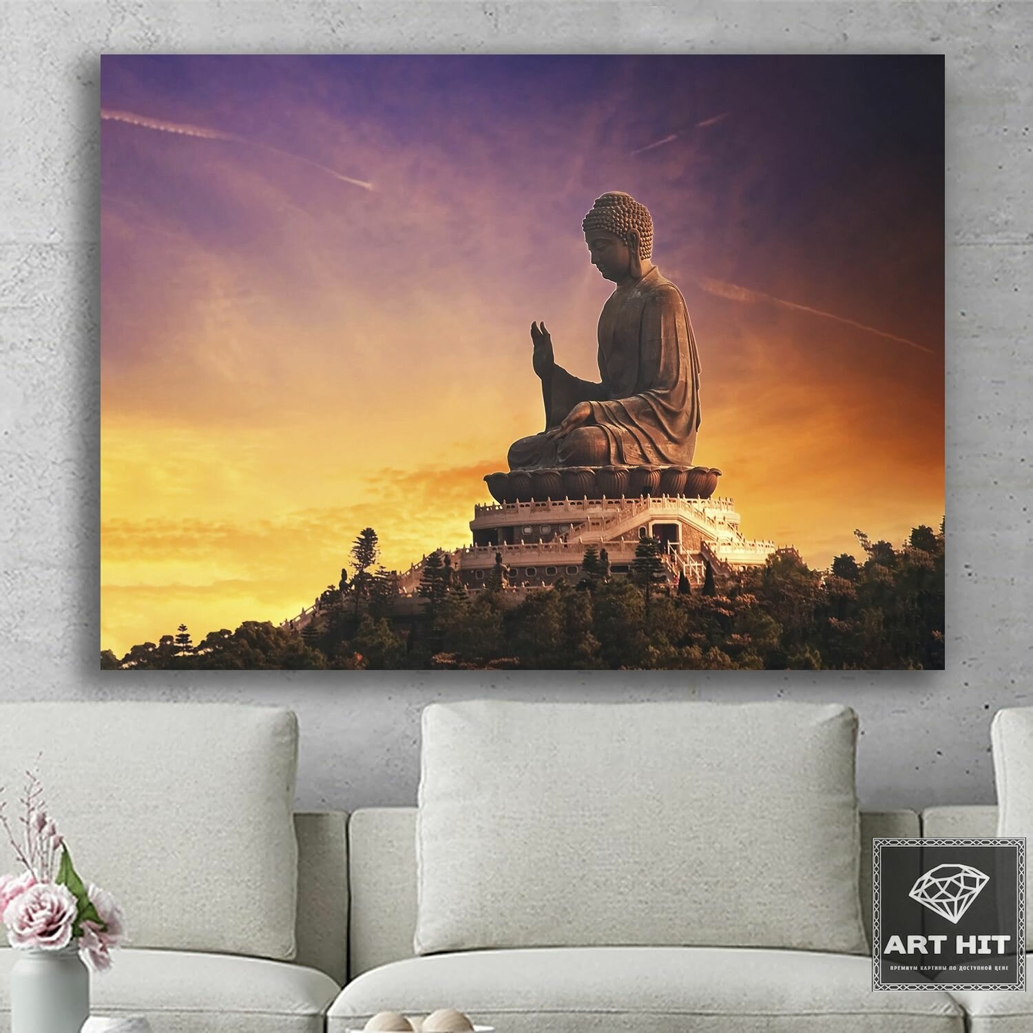 Многоликий Будда, картина интерьерная, 60х80 см.