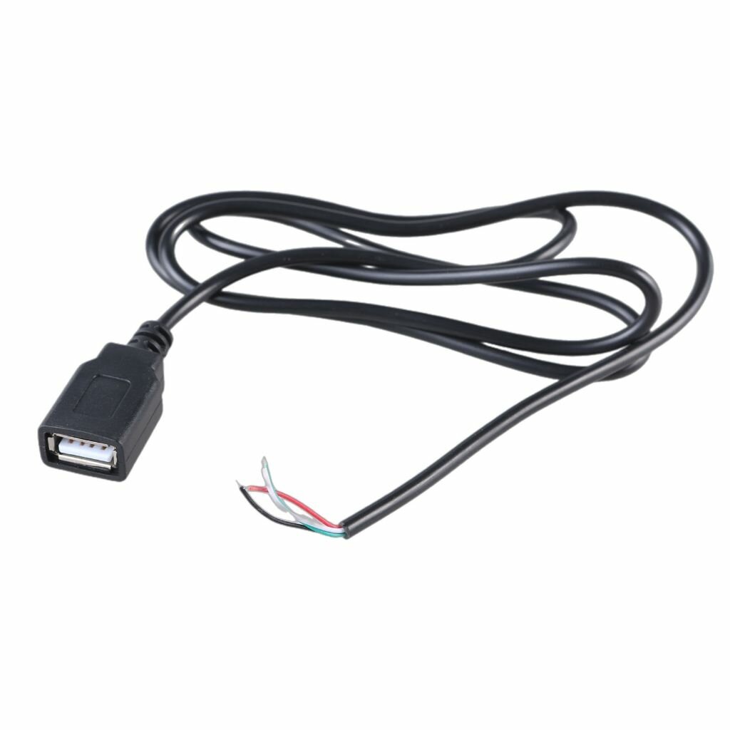 (1 шт.) USB 4-полюсный женский DIY кабель питания шнур-2 м-черный