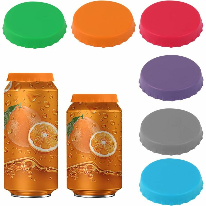 Набор из 6 силиконовых крышек для консервов, герметичные крышки для газированных напитков и пива