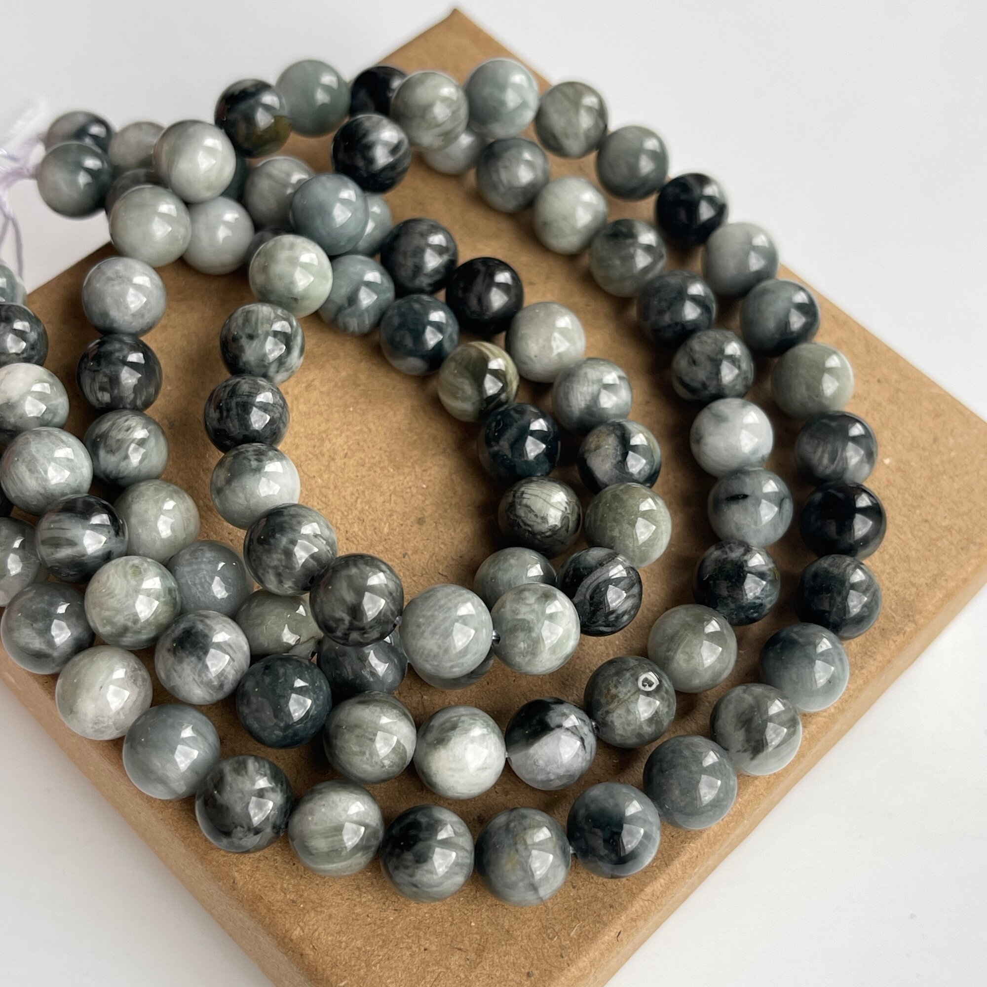 Бусины кошачий глаз шар гладкий 8 мм (нить 19 см), Suntrim