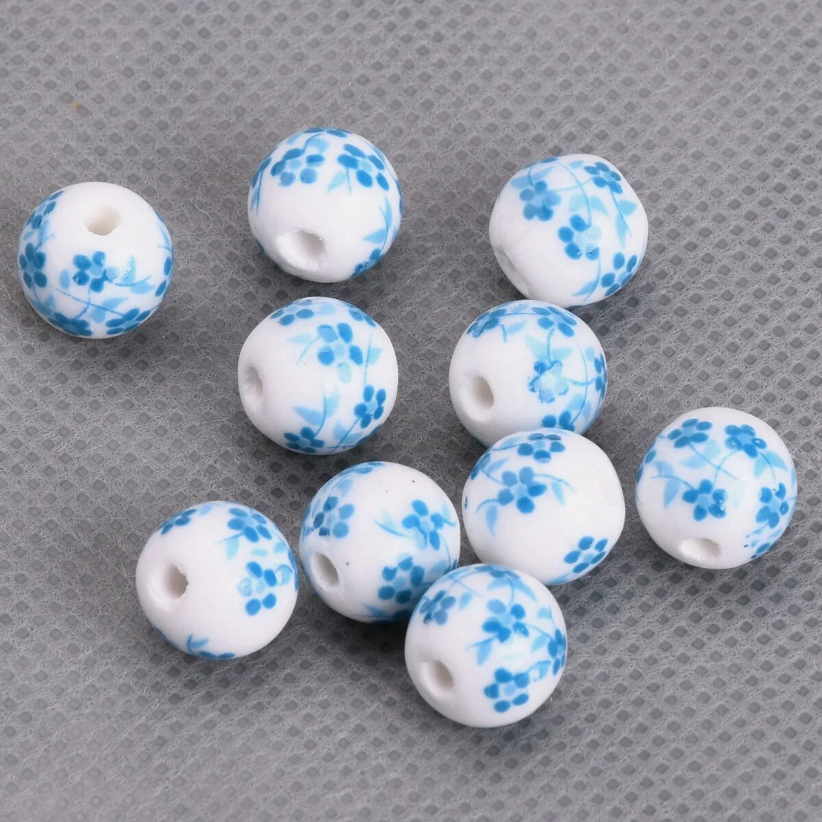 Керамические бусины Siancolary 10 шт, цветочный узор, 6-12 мм 10mm, 31 Lake Blue