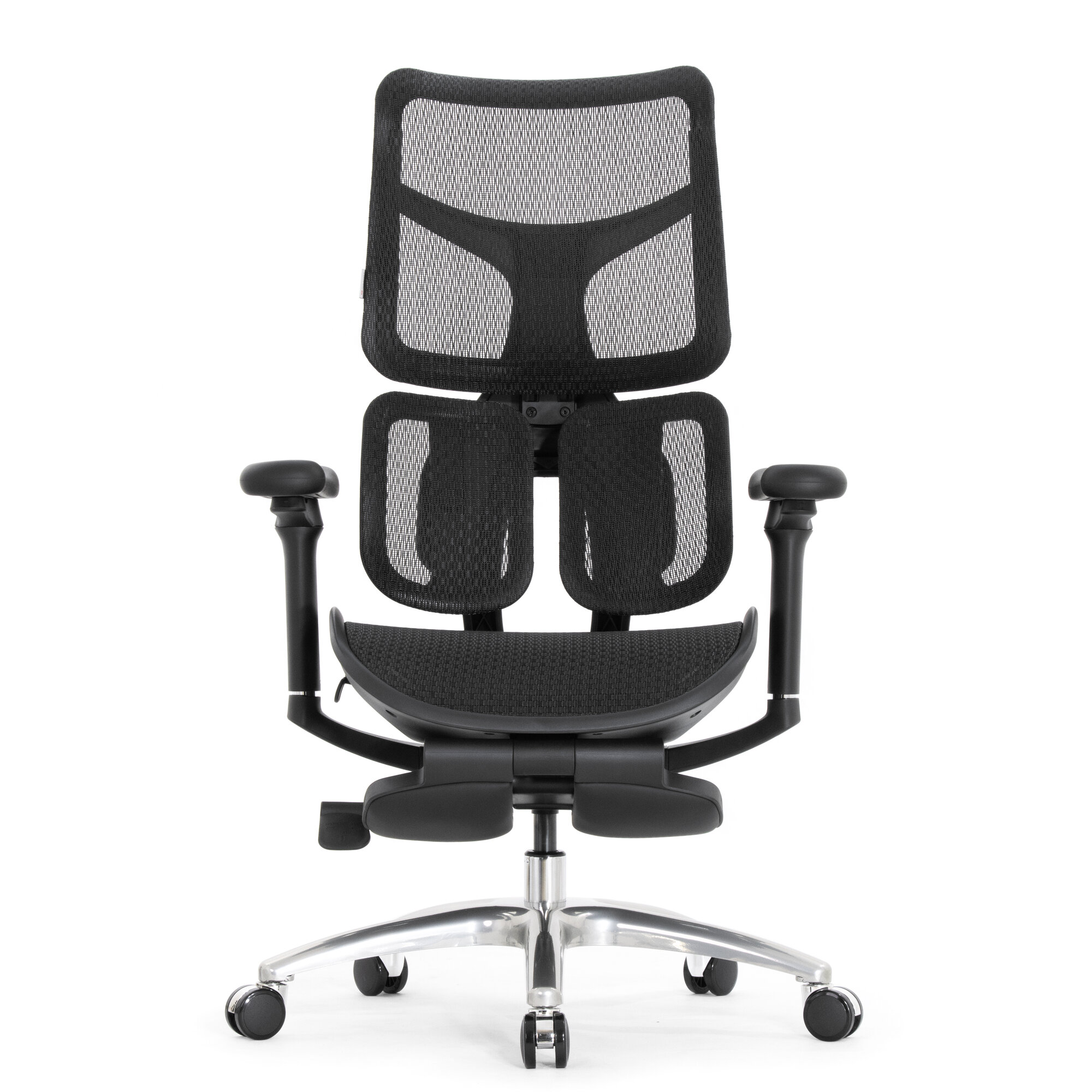 Кресло компьютерное с подножкой FALTO SCALA OFFICE (разделенный поясничный упор, сетка, черный)