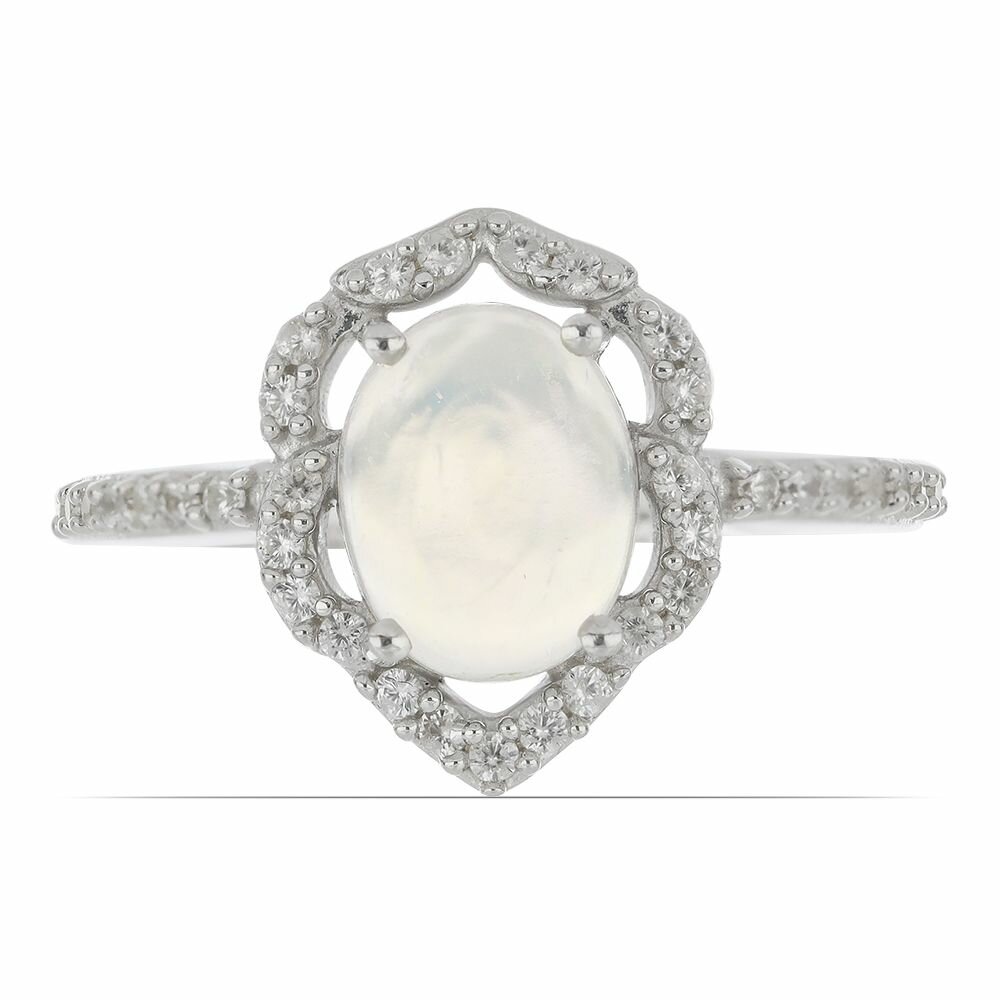 Кольцо, серебро, 925 проба, родирование, опал, циркон