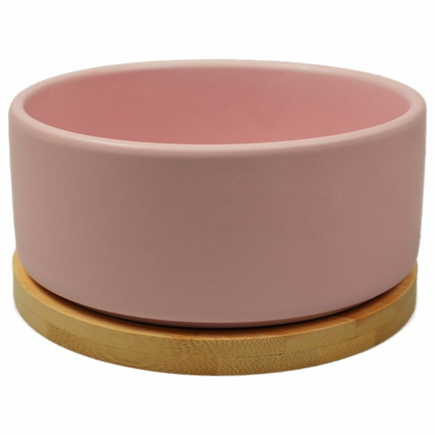 Миска Mr.Kranch Bamboo керамическая розовая на бамбуковой подставке 860 мл VLT-MKR542946