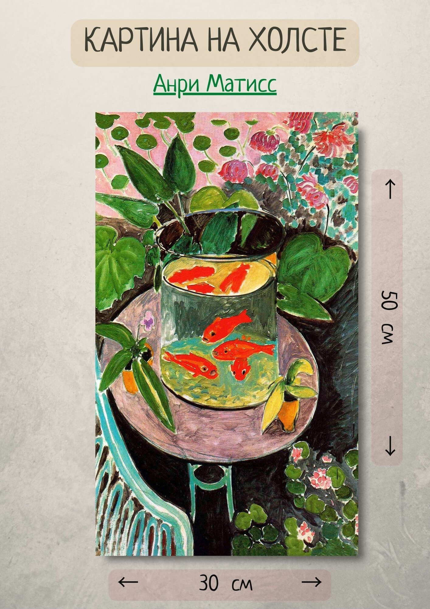 Анри Матисс "Золотые рыбки, 1911". Картина 50х30 см